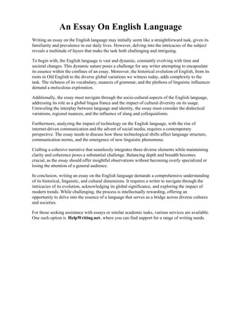An Essay On English Language | PDF