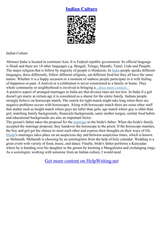 An Essay On Indian Culture | PDF