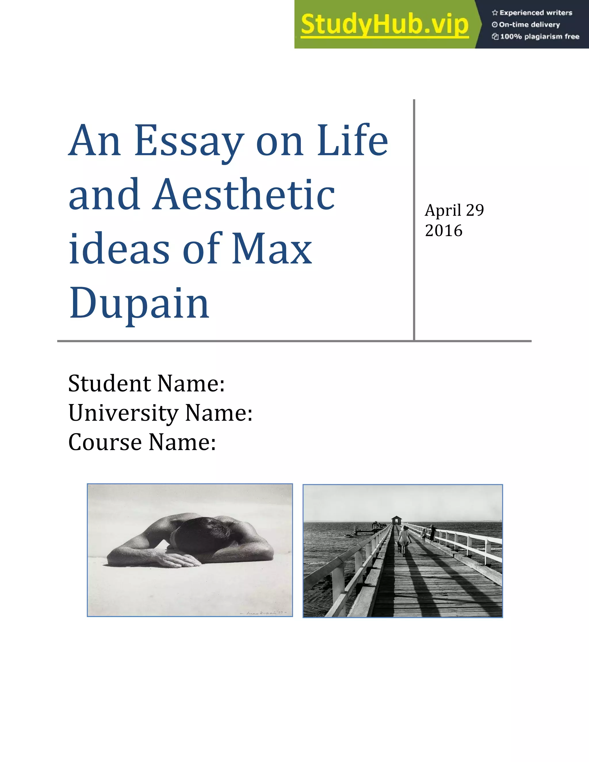 An Essay On Life And Aesthetic Ideas Of Max Dupain | PDF