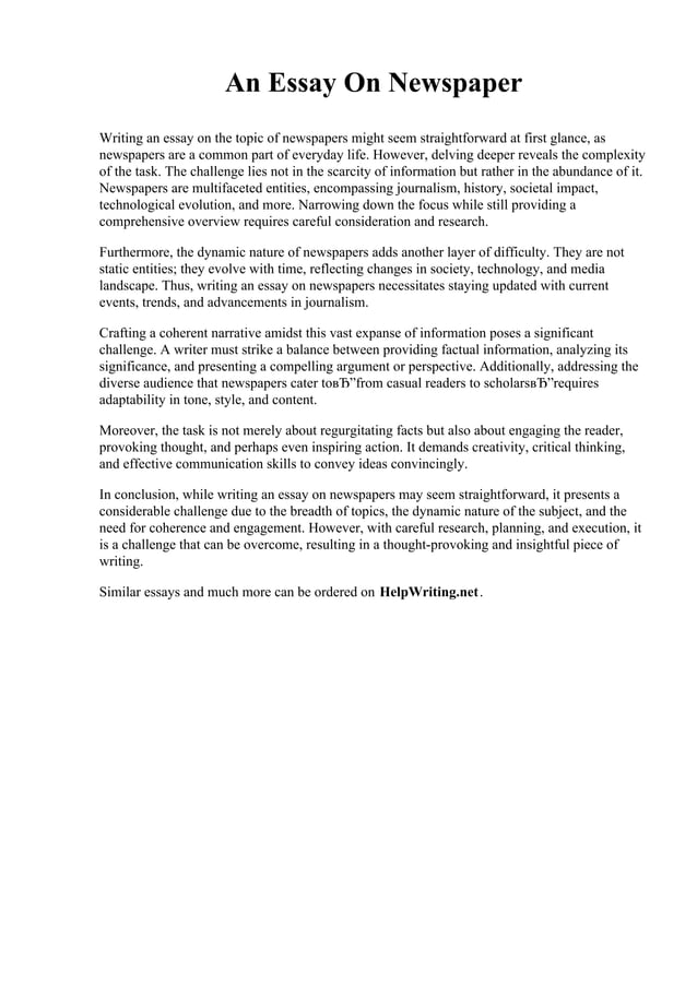 An Essay On Newspaper.pdf | Education