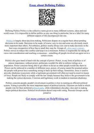 An Essay On Politics | PDF