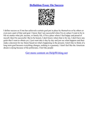 An Essay On Success | PDF | Career Advice | Careers