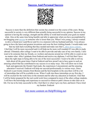An Essay On Success | PDF | Career Advice | Careers