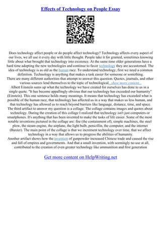 An Essay On Technology | PDF