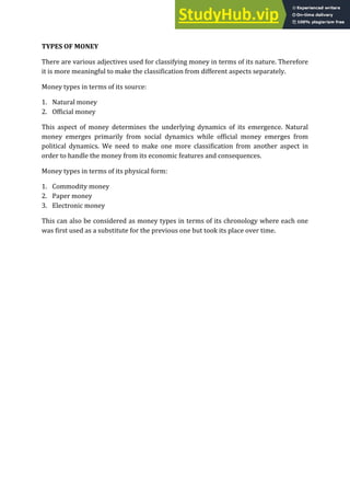An Essay On The Nature And Types Of Money | PDF