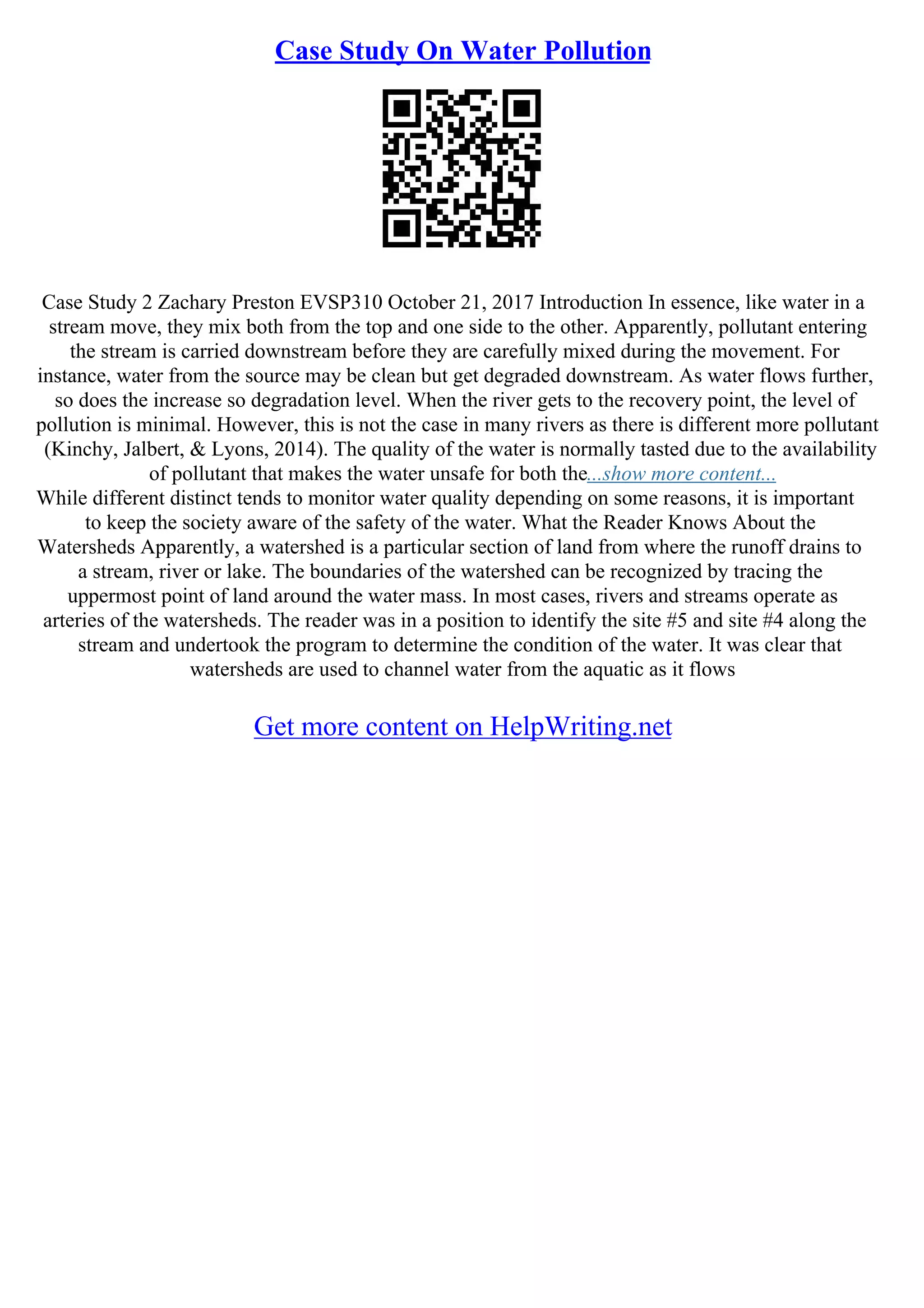 An Essay On Water Pollution | PDF