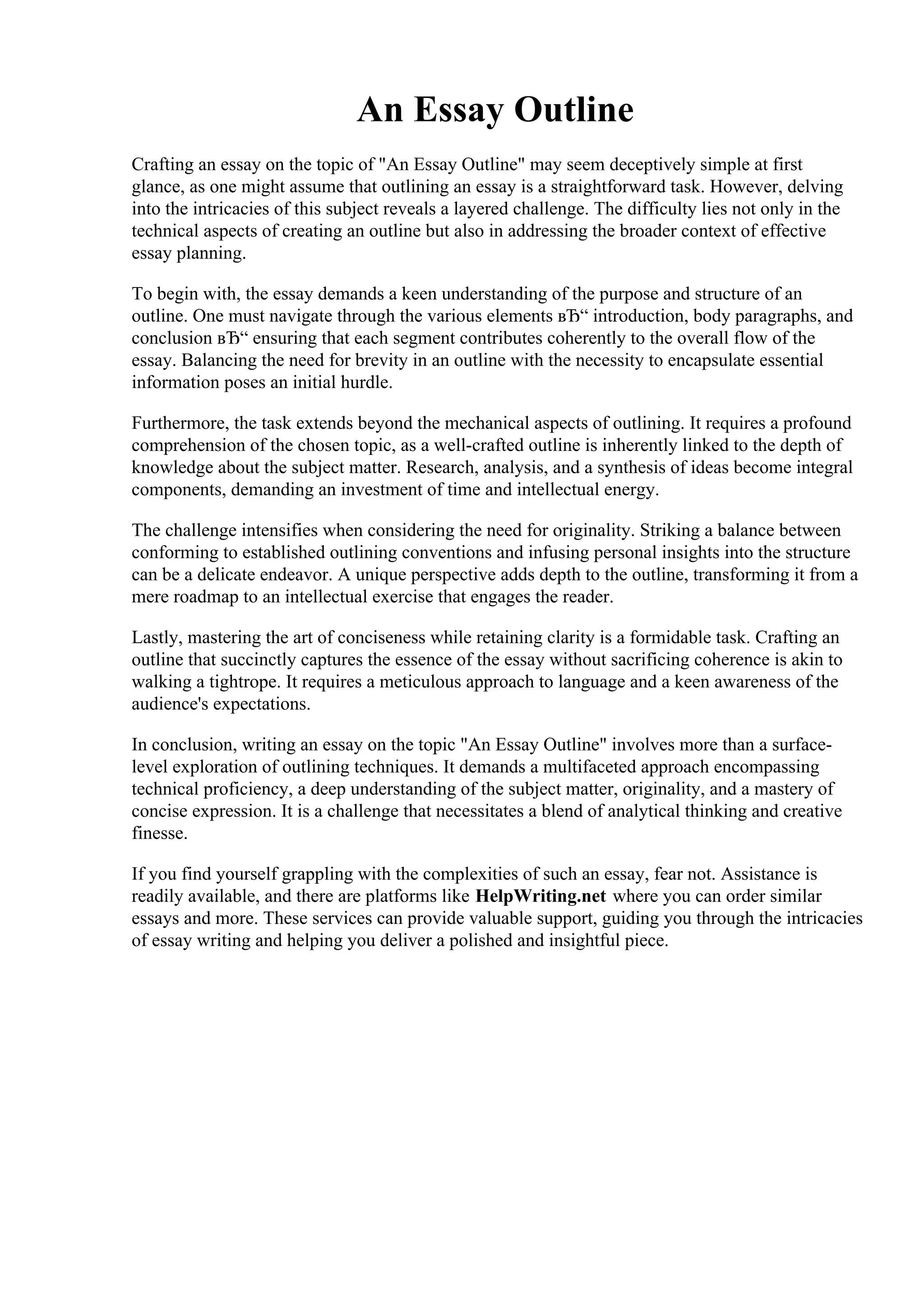 An Essay Outline | PDF
