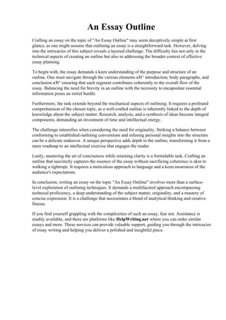 An Essay Outline | PDF