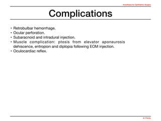 Anesthesia for Ophthalmic Surgery | PDF
