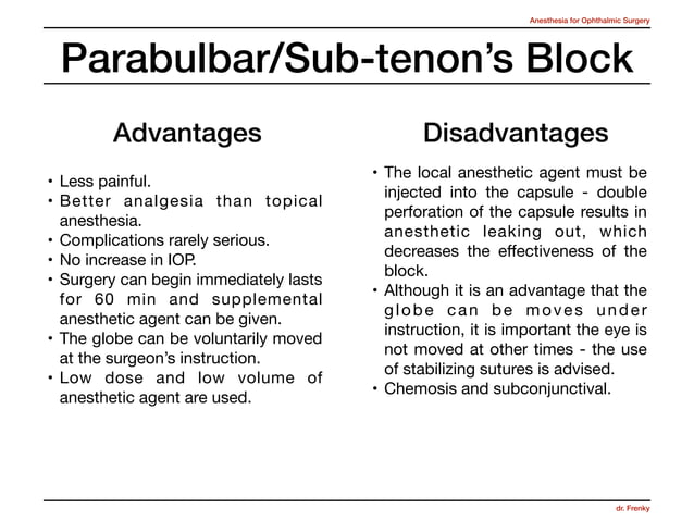 Anesthesia for Ophthalmic Surgery | PDF