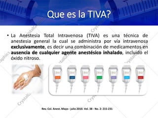 Anestesia total intravenosa (TIVA) | PPTX