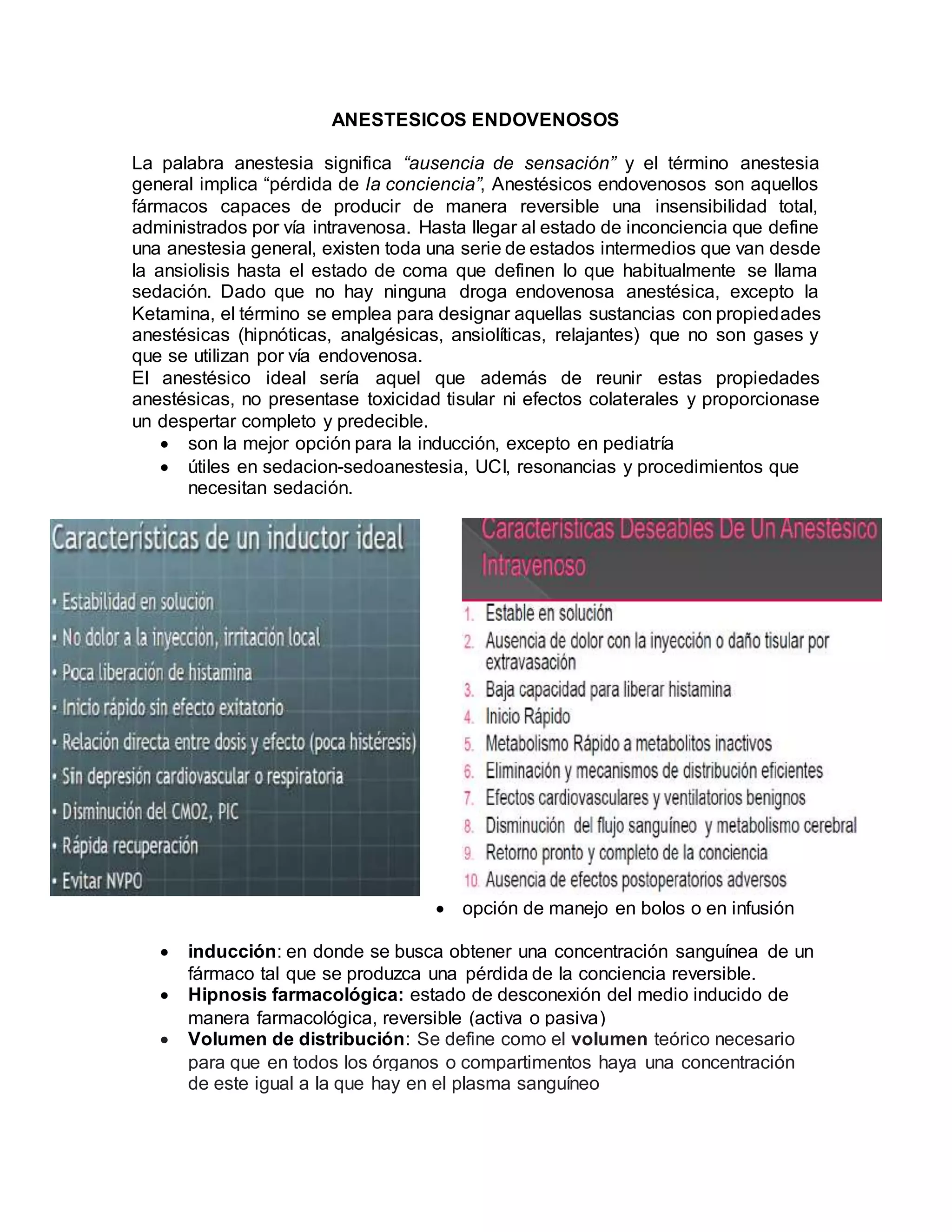 Anestesicos endovenosos resumen | DOCX