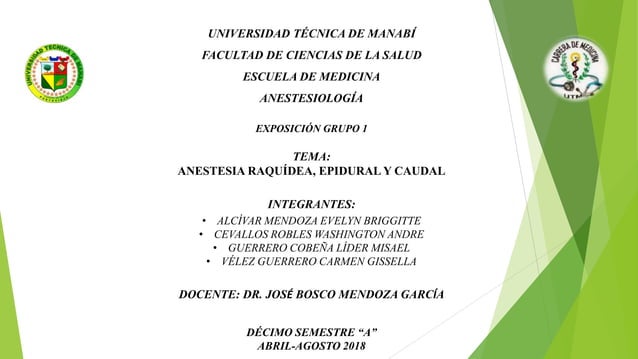 Anestesia raquidea, epidural y caudal | PPTX