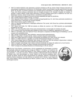 Anestesiologia 01 introdução e histórico - med resumos set-2011 | PDF