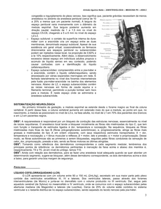 Anestesiologia 06 anestesia subaracnóidea - med resumos (set-2011) | PDF