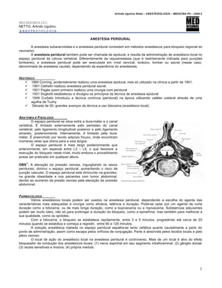 Anestesiologia 07 anestesia peridural - med resumos (set-2011) | PDF
