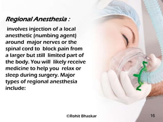 Anesthesia I Types, Stages, Complications - Dr Rohit Bhaskar | PDF