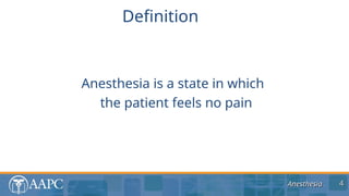 Anesthesia done on a patient before a procedure | PPT