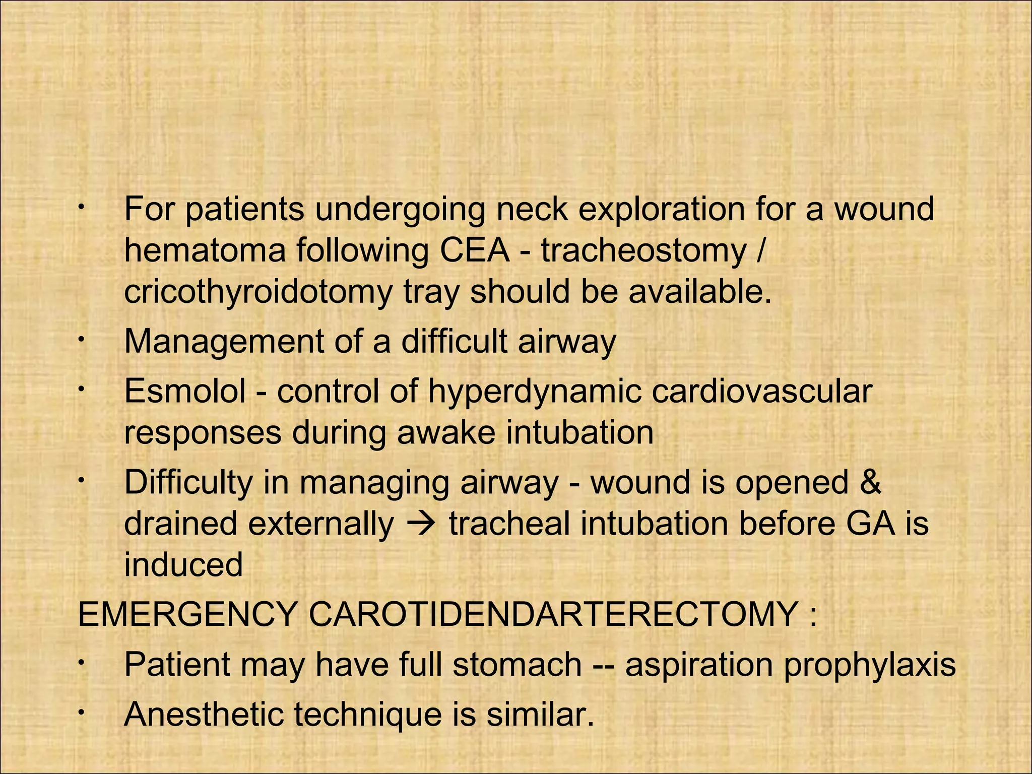 Anesthesia for-carotid-endarterectomy | PPT