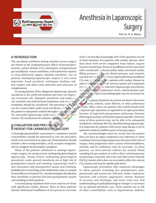 Anesthesia in Laparoscopic Surgery in India | PDF