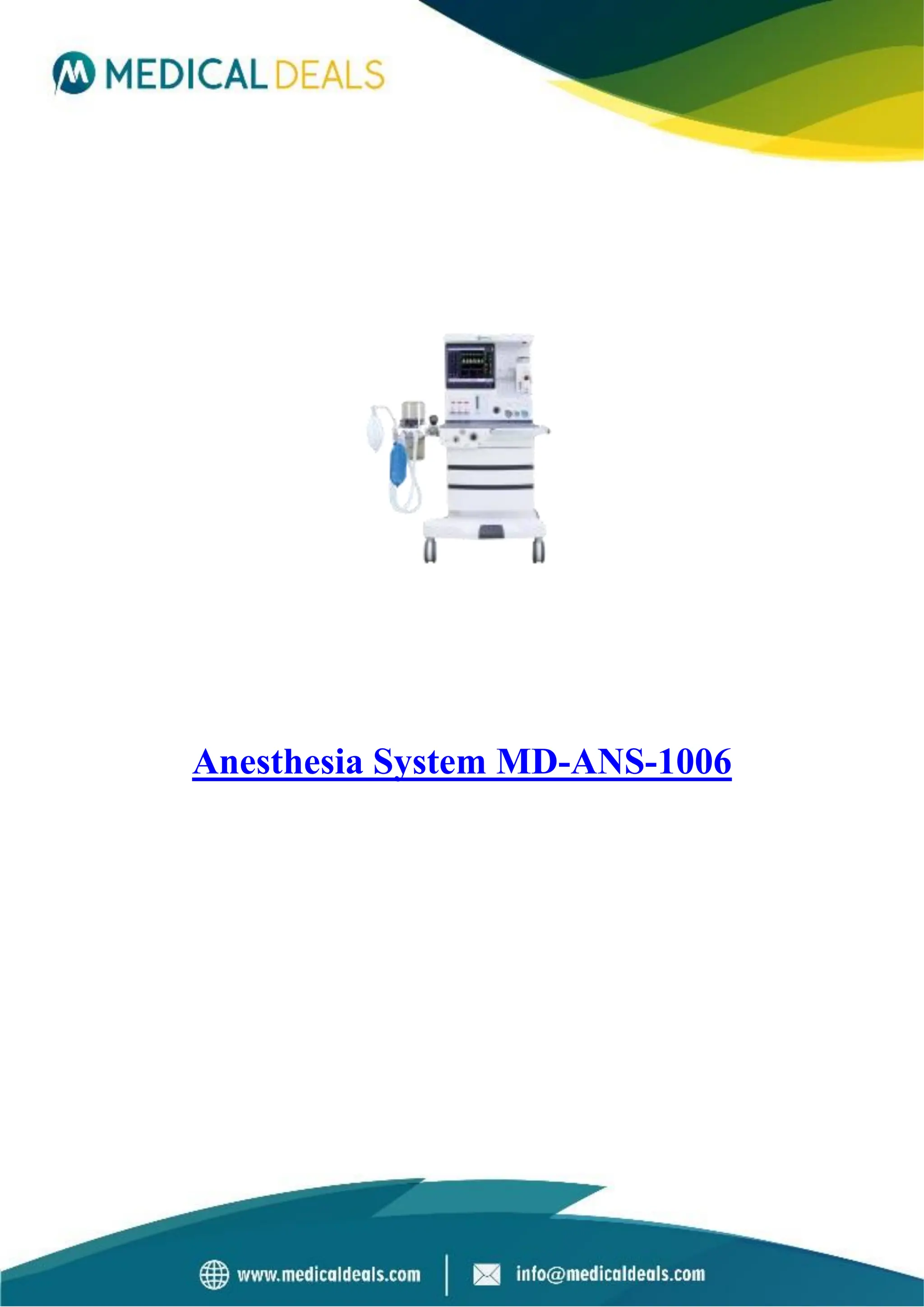Advanced Anesthesia System MD-ANS-1006. | PDF