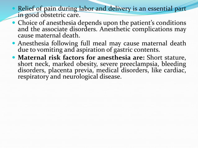 Anesthesia and analgesia in obstetrics.pptx | Pregnancy | Reproductive Health