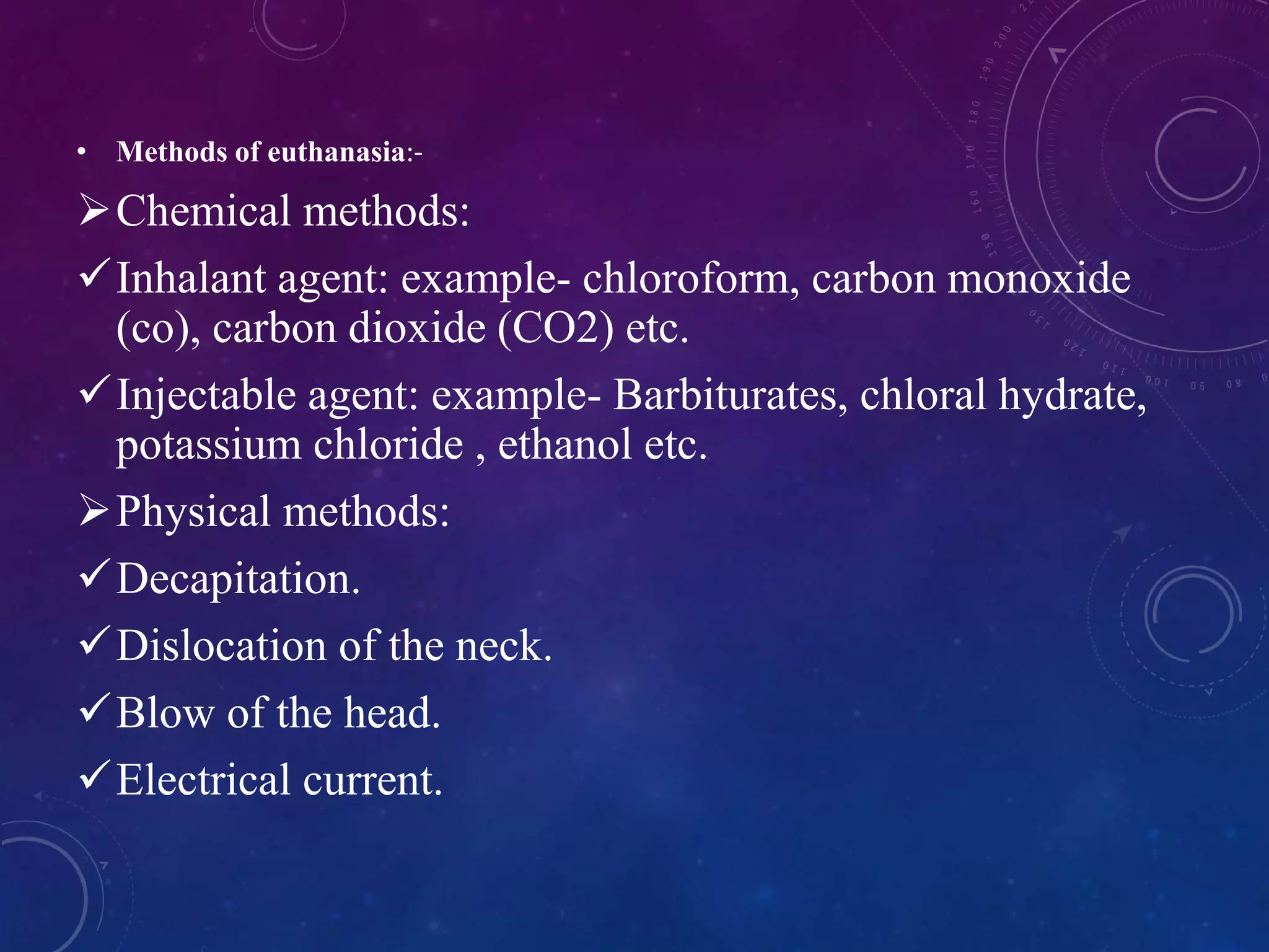 Anesthesia and euthanasia of experimental animal by vivek and naveen | PPTX