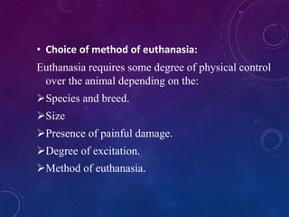 Anesthesia and euthanasia of experimental animal by vivek and naveen | PPTX
