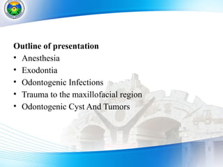 Anesthesia and EXOdontia dental ppt..... | PPTX
