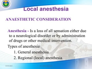 Anesthesia and EXOdontia dental ppt..... | PPTX