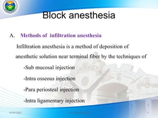 Anesthesia and EXOdontia dental ppt..... | PPTX