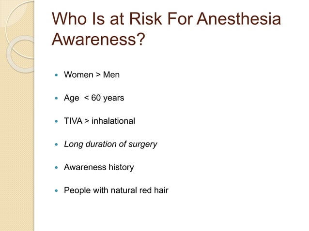 Anesthesia awareness | PPTX | Surgery | Medical Health