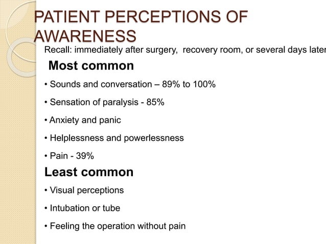Anesthesia awareness | PPTX | Surgery | Medical Health