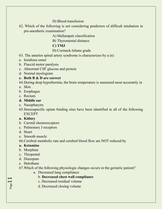 Anesthesia complications mcqs by israr ysfz | PDF