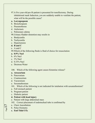 Anesthesia complications mcqs by israr ysfz | PDF