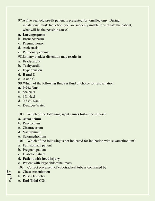 Anesthesia complications mcqs by israr ysfz | PDF | Lung and ...