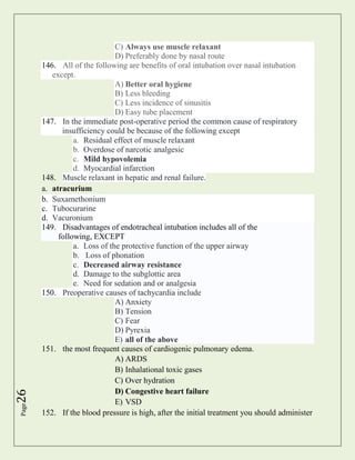 Anesthesia complications mcqs by israr ysfz | PDF