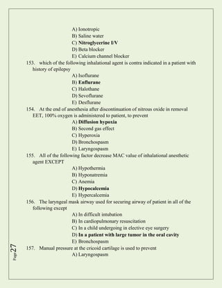 Anesthesia complications mcqs by israr ysfz | PDF
