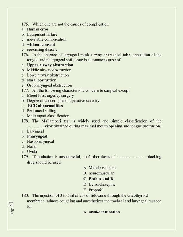 Anesthesia complications mcqs by israr ysfz | PDF | Lung and ...