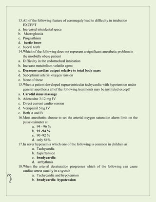 Anesthesia complications mcqs by israr ysfz | PDF