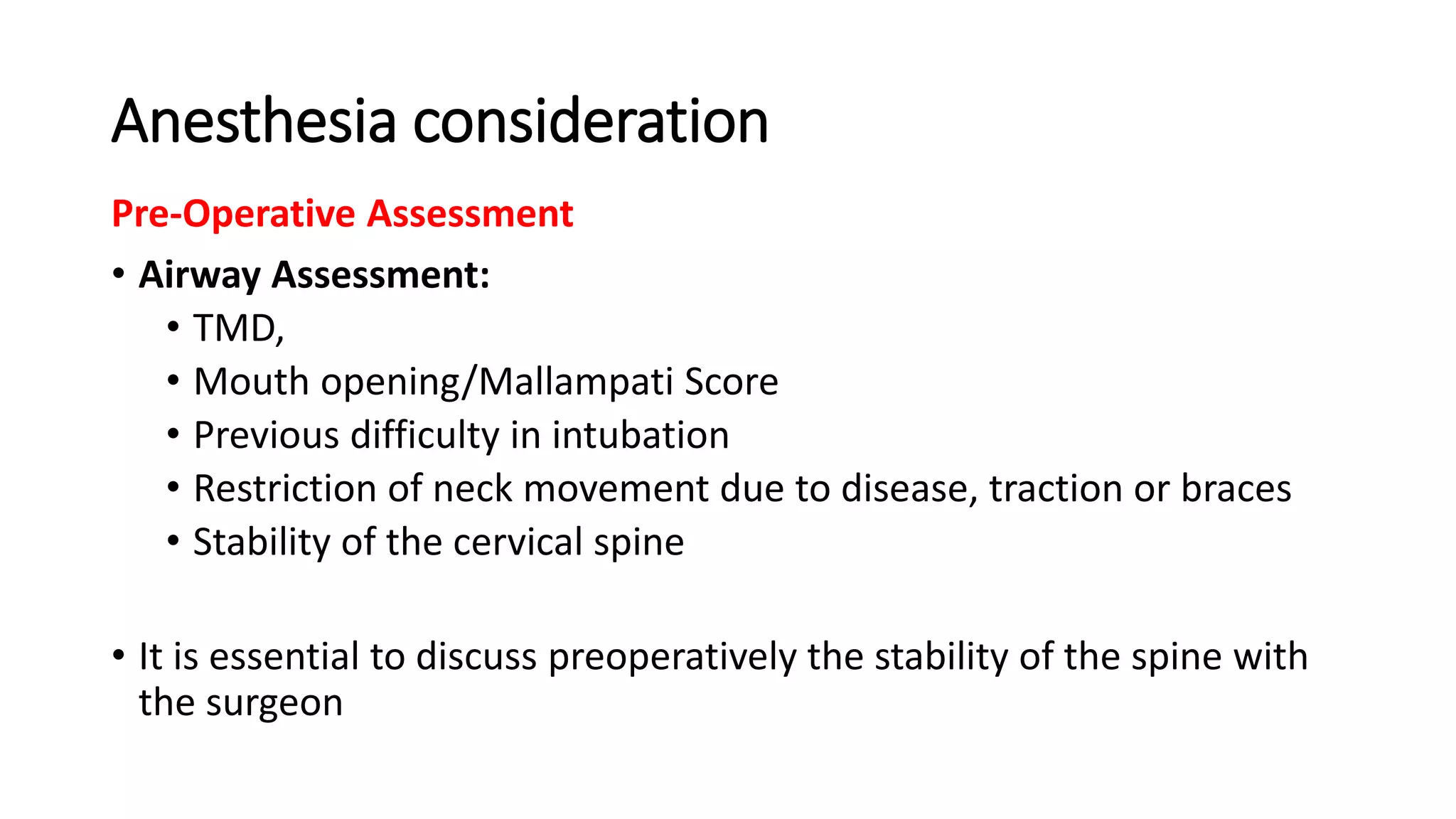 Anesthesia consideration in spine surgery | PPTX