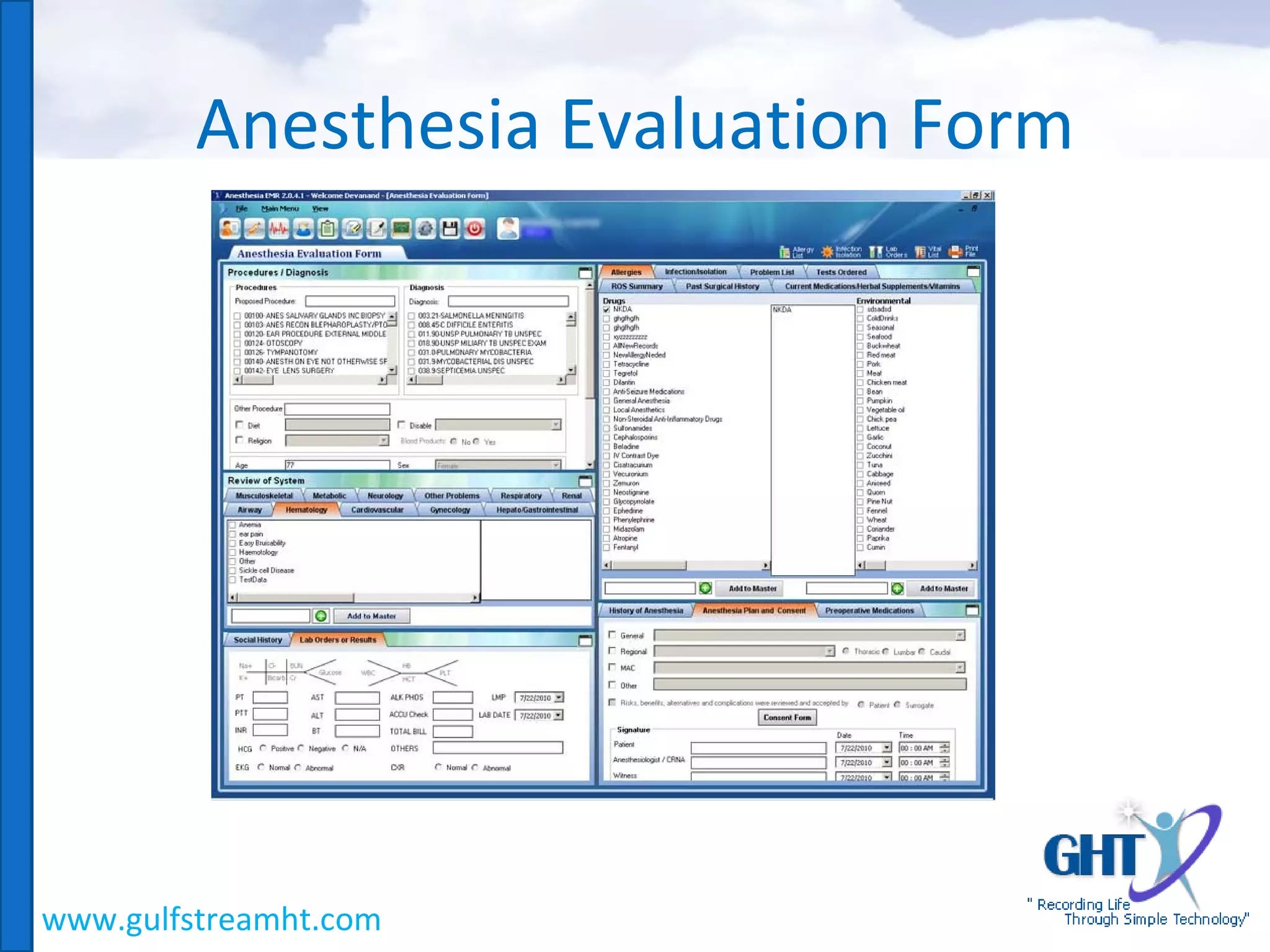 Anesthesia EMR | PPT | Healthcare Industry | Industries