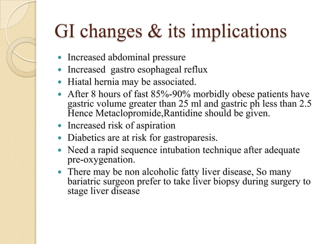 Anesthesia for bariatric surgery | PPTX