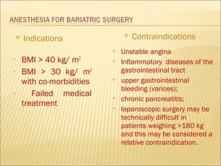 Anesthesia for bariatric surgery asma | PPT