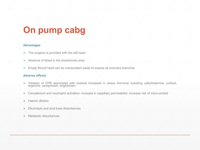 Anesthesia for coronary artery bypass grafting | PPTX | Heart and ...