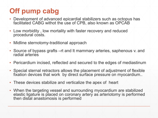 Anesthesia for coronary artery bypass grafting | PPTX | Heart and ...