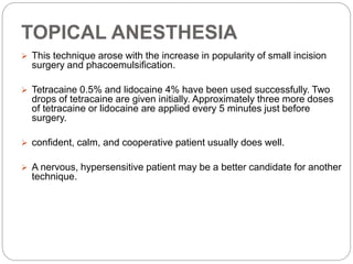 Anesthesia for eye surgery | PPTX
