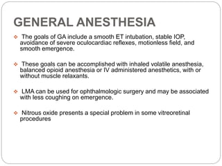 Anesthesia for eye surgery | PPTX