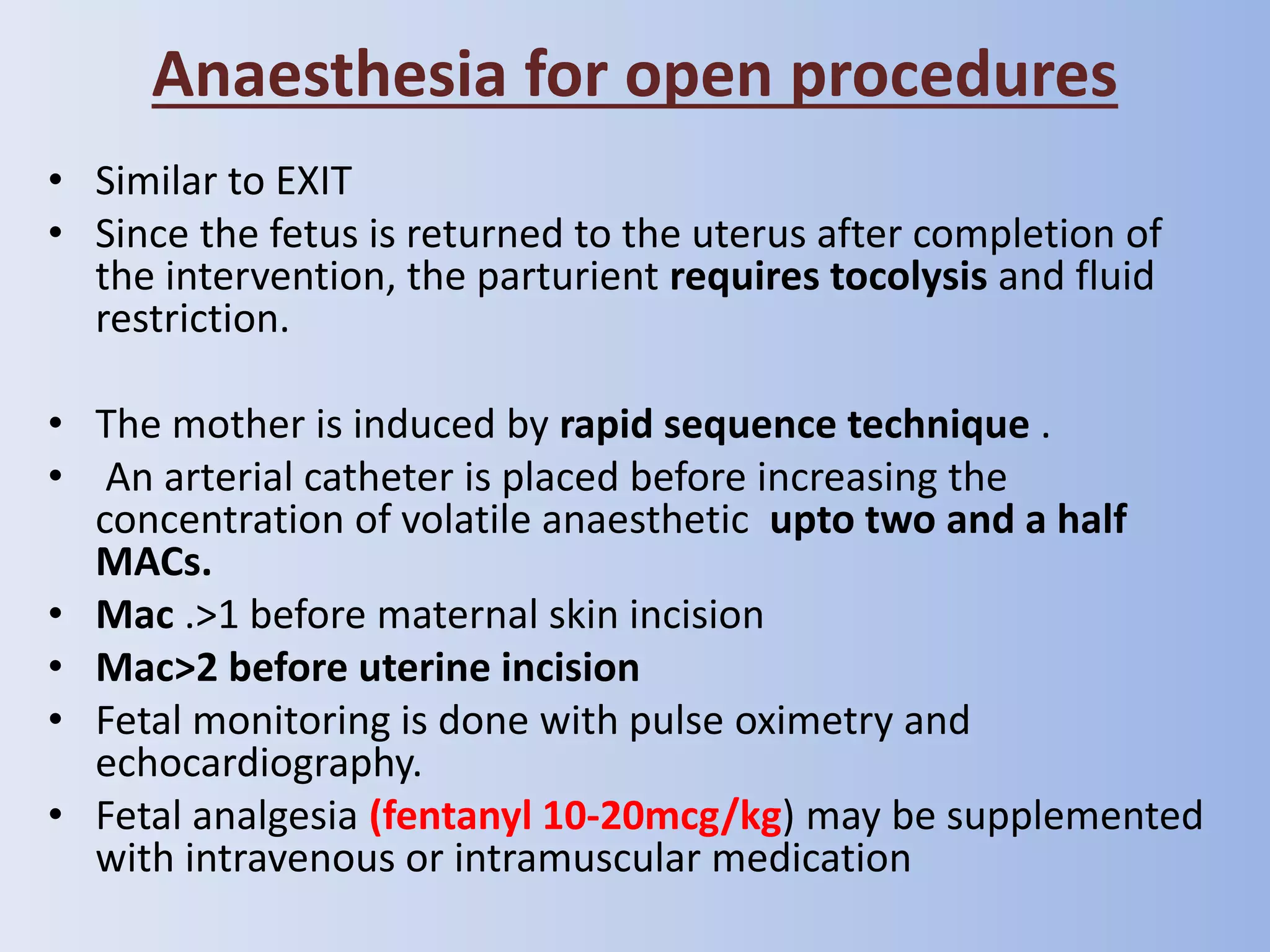 Anesthesia for fetal surgeries | PPTX
