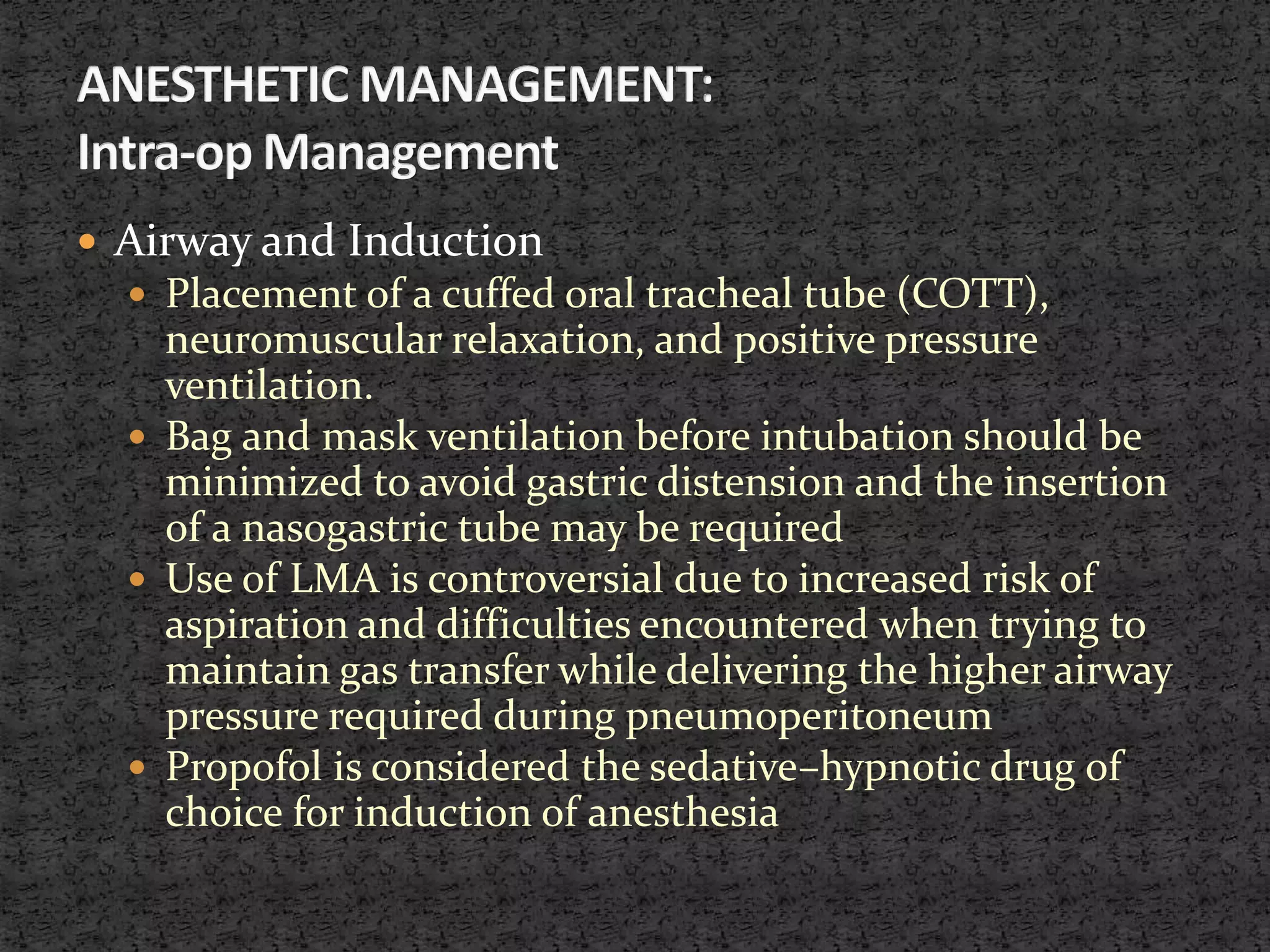 Anesthesia for laparoscopic surgery | PPTX